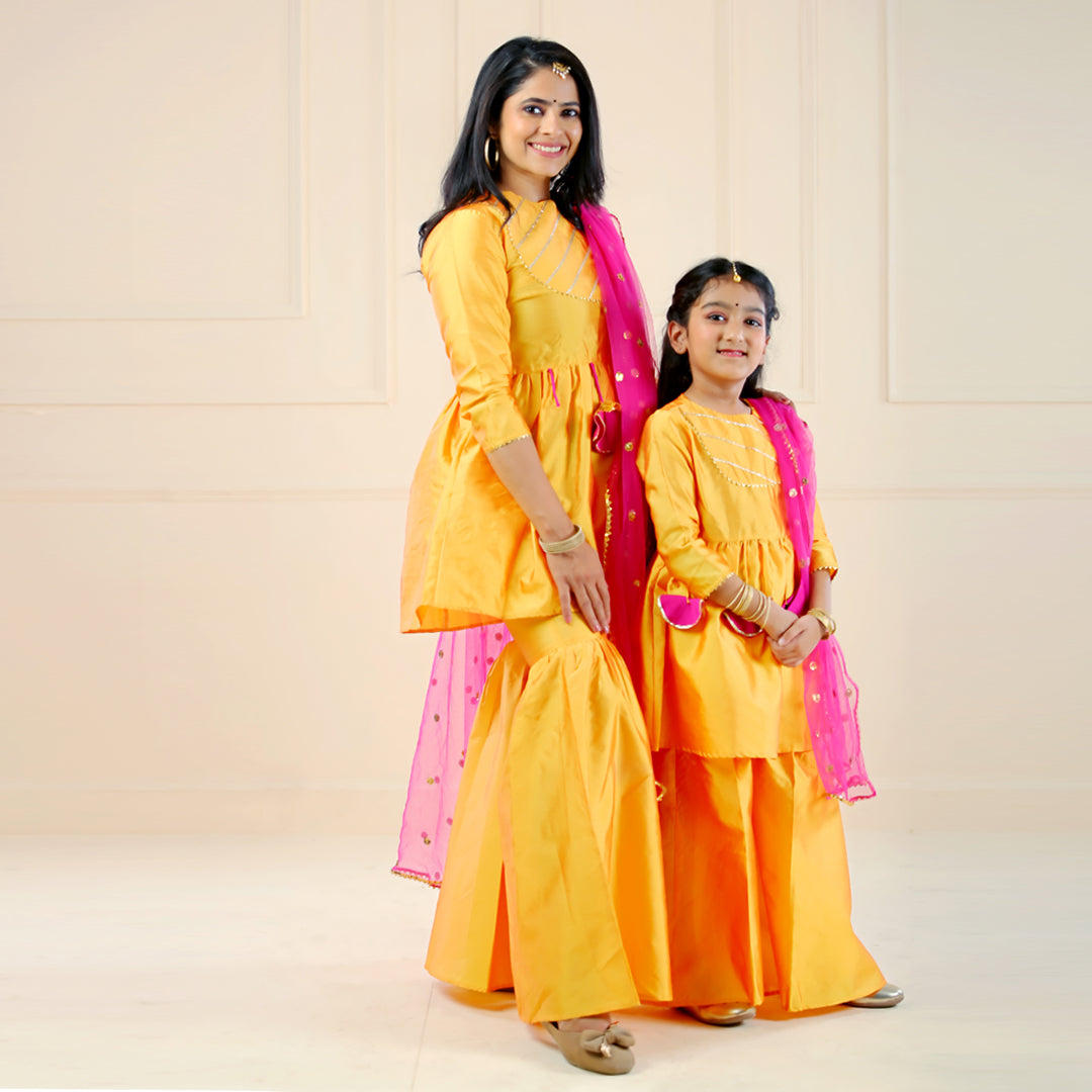 Amber Fuchsia Mom and Daughter Matching Peplum Suit Set